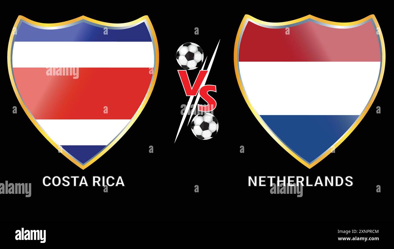 Exciting soccer clash: Costa Rica vs Netherlands with black background ...