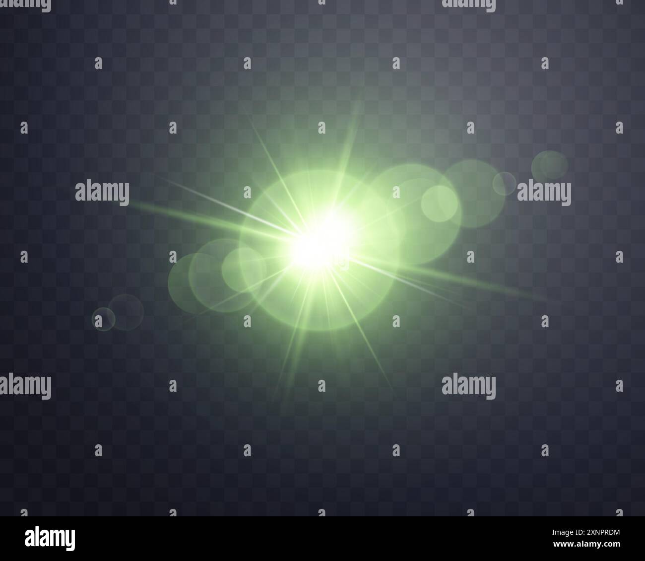 Green sunlight lens flare, sun flash with rays and spotlight. Glowing ...