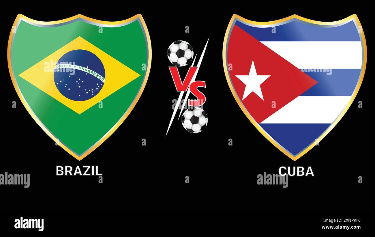Brazil vs Cuba football face-off: black background and versus flags ...