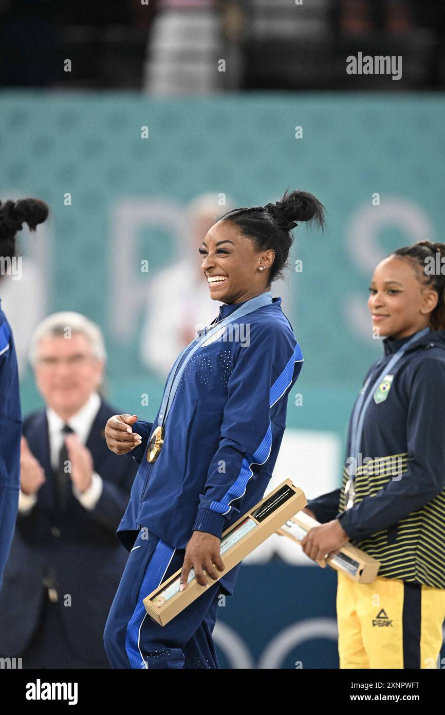 Paris, France. 01st Aug, 2024. US athlete Simone Biles, who won the ...