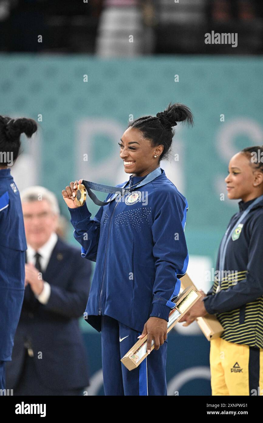 Paris, France. 01st Aug, 2024. US athlete Simone Biles, who won the ...