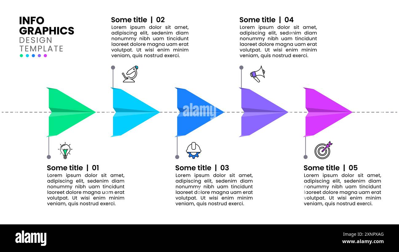 Infographic template with icons and 5 options or steps. Paper planes ...