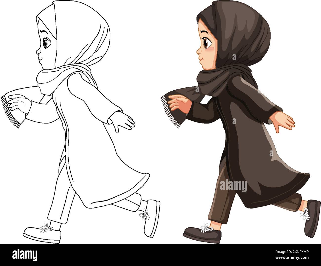 Vector of a young Muslim girl running Stock Vector Image & Art - Alamy