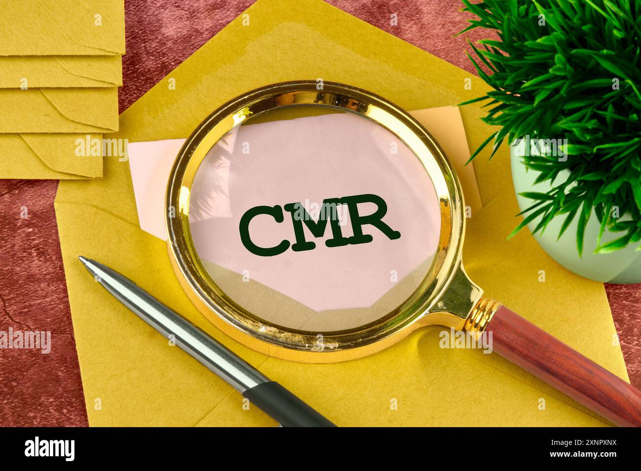 Customer Managed Relationship Concept. CMR word through a magnifying ...