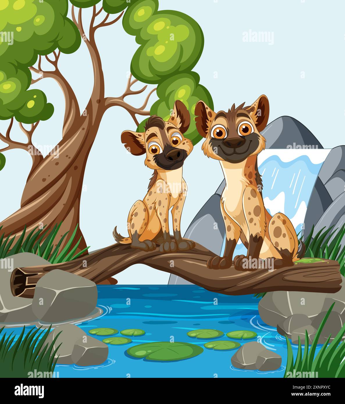 Animals Trees And Waterfalls