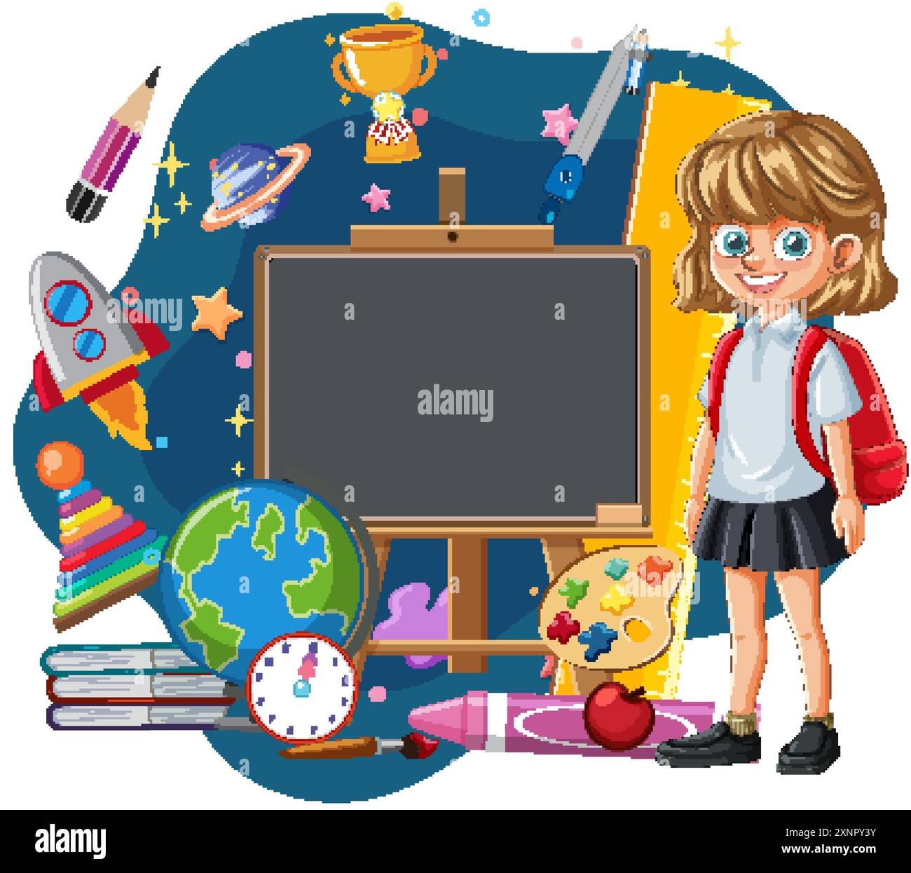 Girl school globe study Stock Vector Images - Alamy