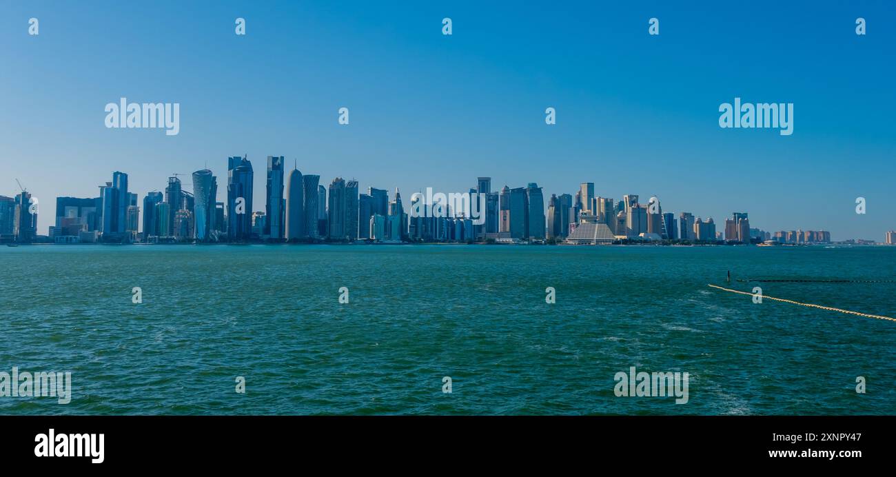 Doha, Qatar - May 10, 2024 - panoramic view of the skyline of Doha ...