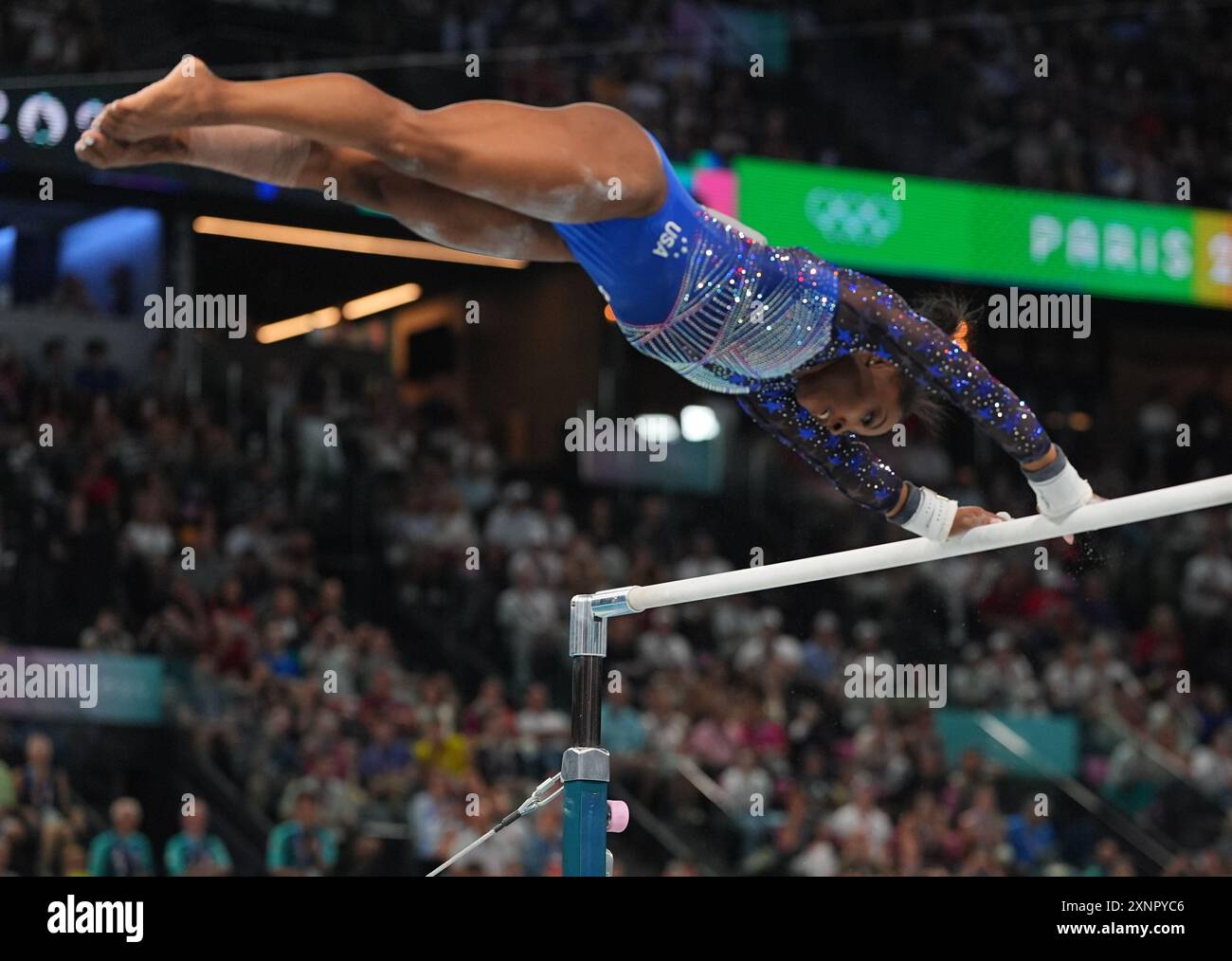 Paris, France. 1 August, 2024. Simone Biles (USA) competes during the ...
