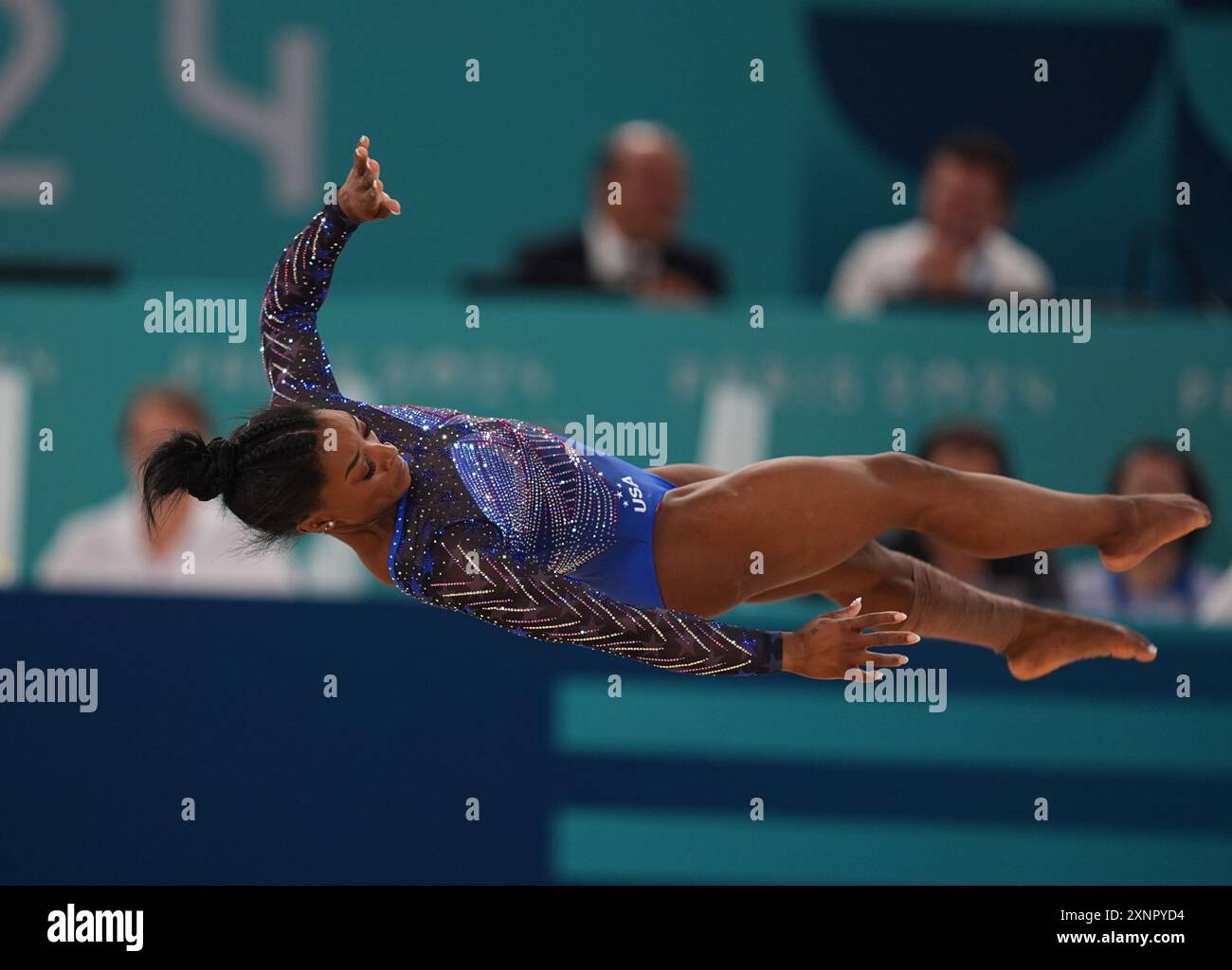 Paris, France. 1 August, 2024. Smone Bilese (USA) competes during the ...