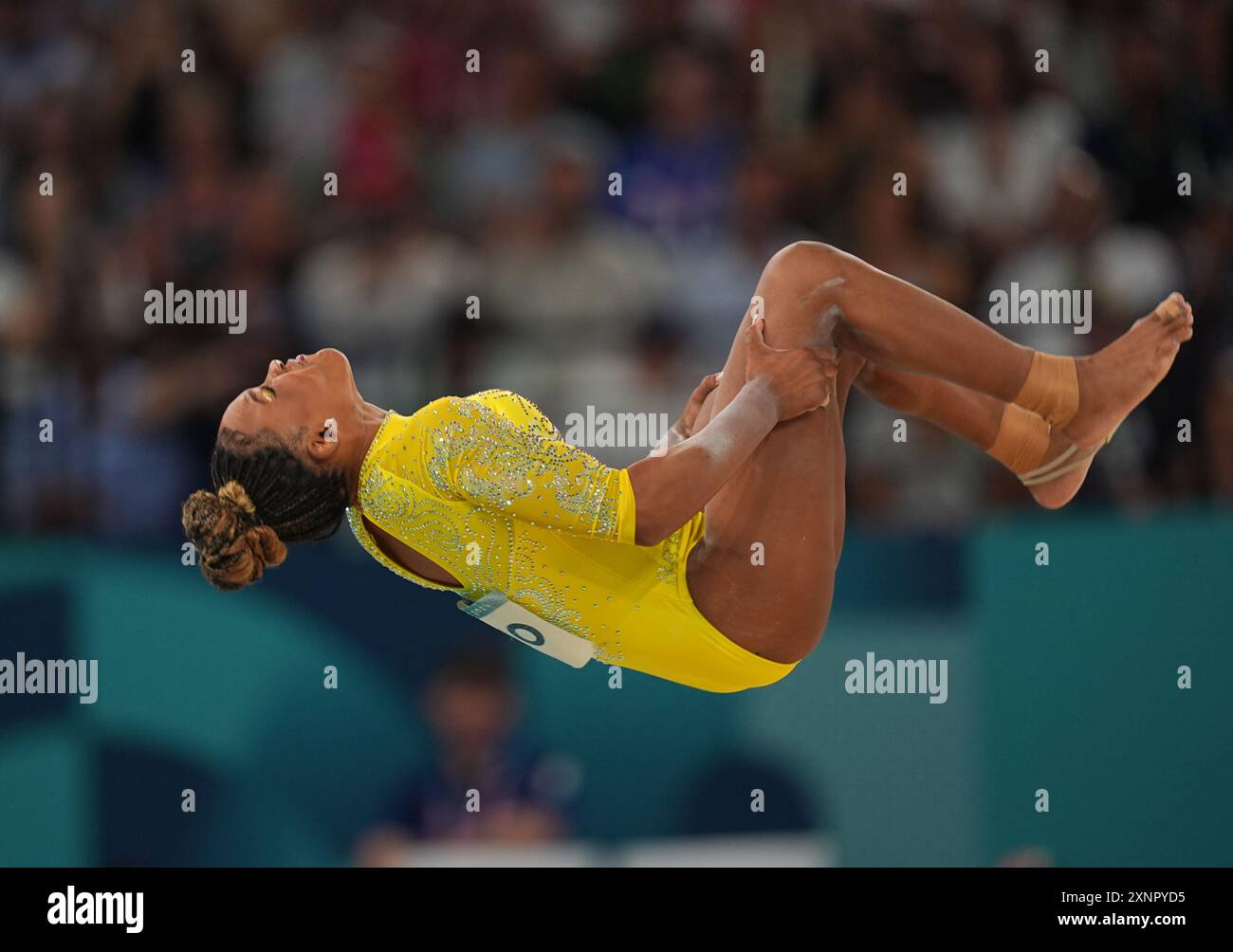 Paris, France. 1 August, 2024. Rebeca Andrade (Brazil) competes during ...