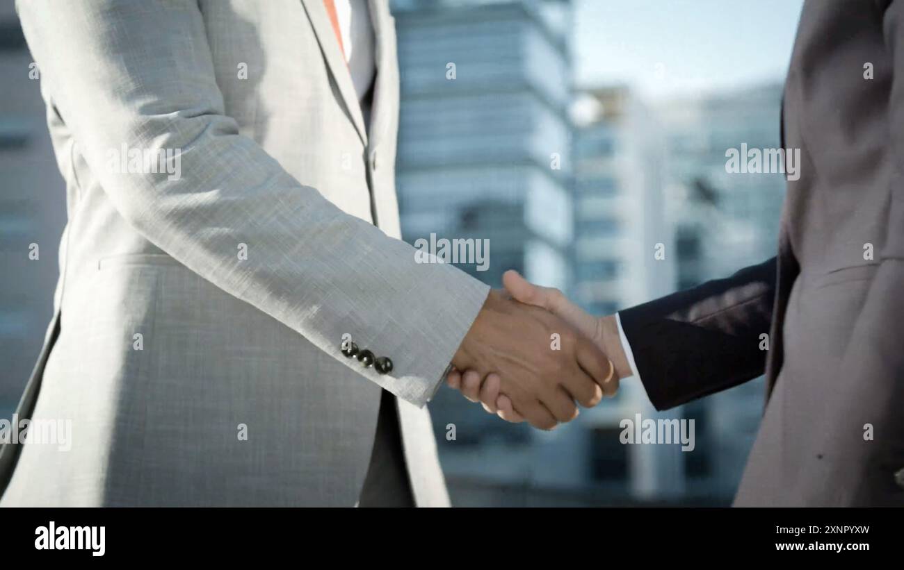 Meeting, handshake and business people in partnership for deal, welcome ...