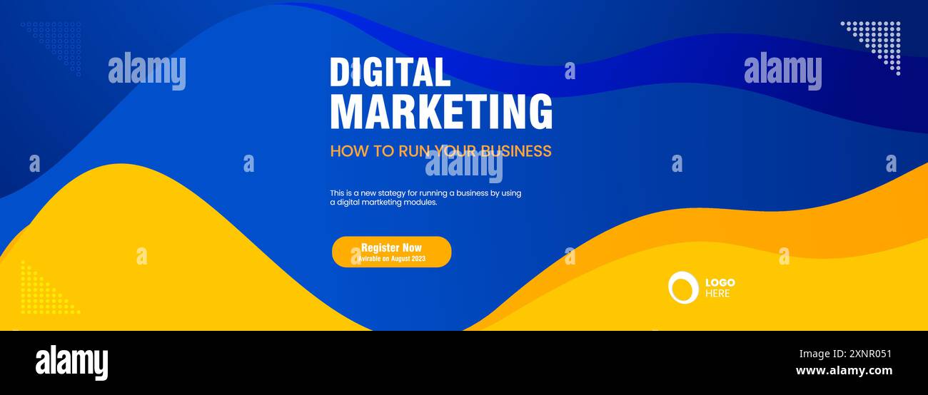 Yellow and Blue curved banner design for Digital Marketing concepts ...