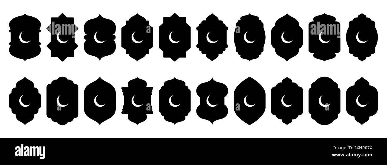 Shape Islamic door and window silhouette Arabic arch with crescent moon ...