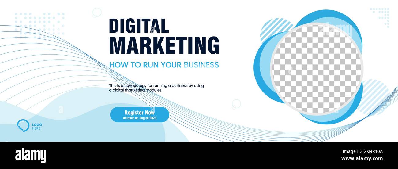 Blue Digital marketing concept banner, Build your business banner ...