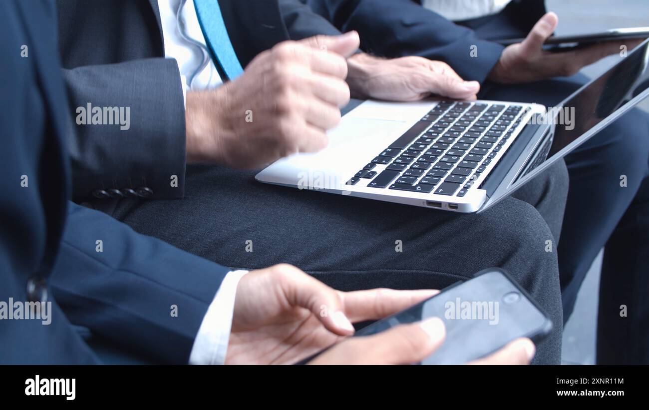 Man's hands typing on laptop keyboard .Businessman surfing net on ...
