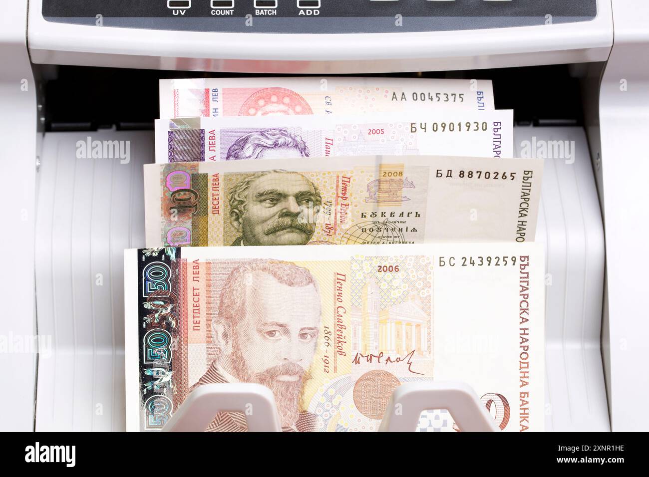 Bulgarian money - lev in the counting machine Stock Photo - Alamy