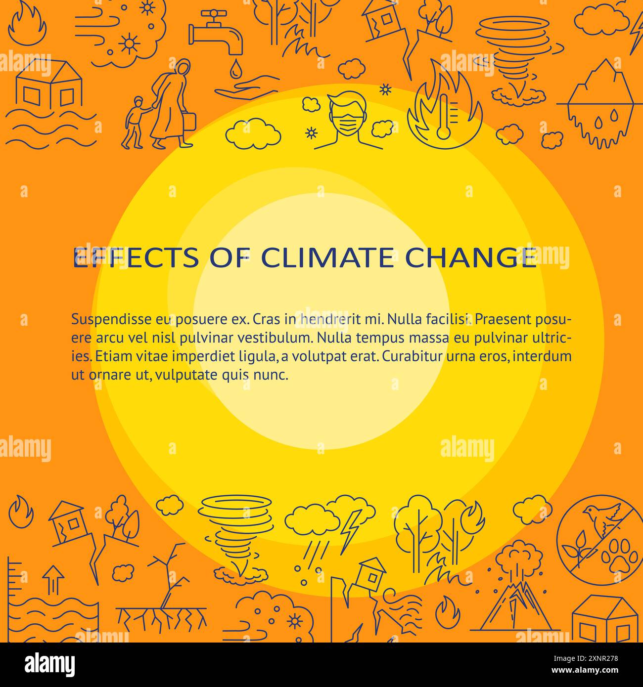 Effects of climate change banner template with place for text. Vector ...