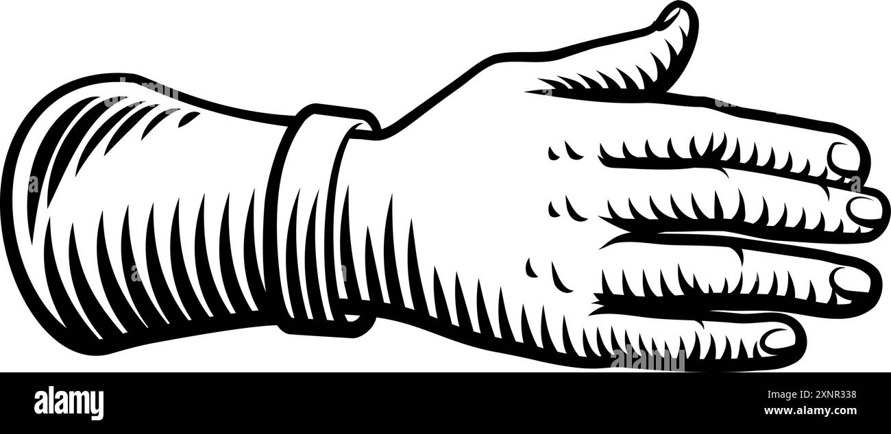 Hand Palm out Back or Rear Vintage Woodcut Style Stock Vector Image ...