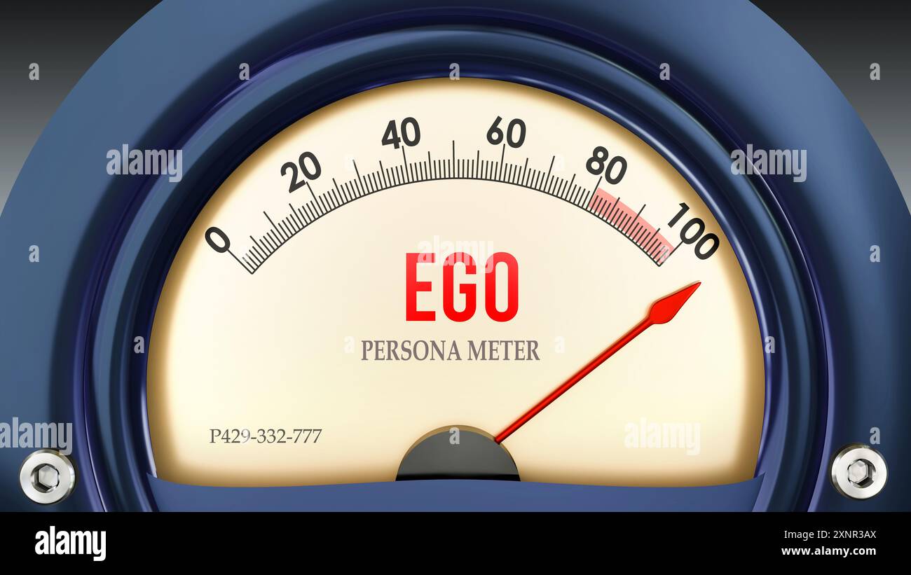 Ego and Persona Meter that is hitting a full scale, showing a very high level of ego Stock Photo ...