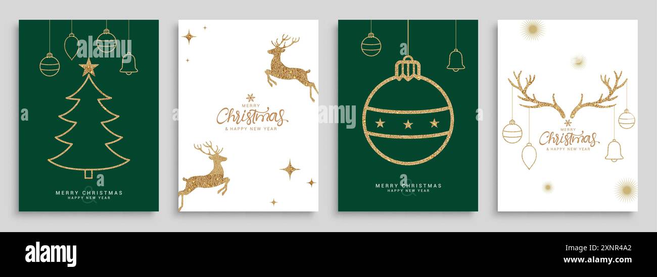 Christmas greeting elegant card vector set design. Merry christmas ...