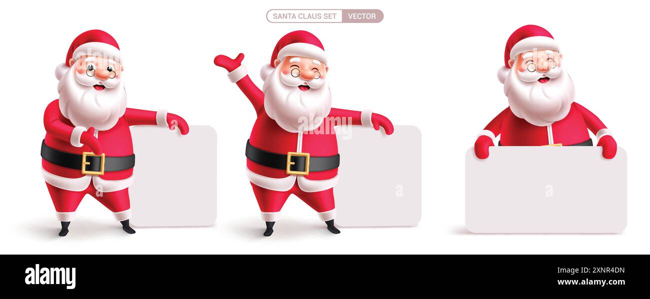Santa claus christmas characters vector set design. Santa character ...