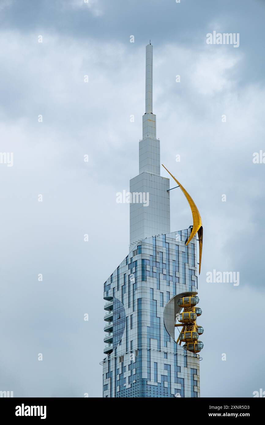 Modern architectural detail of the Batumi Tower in Georgia, featuring ...