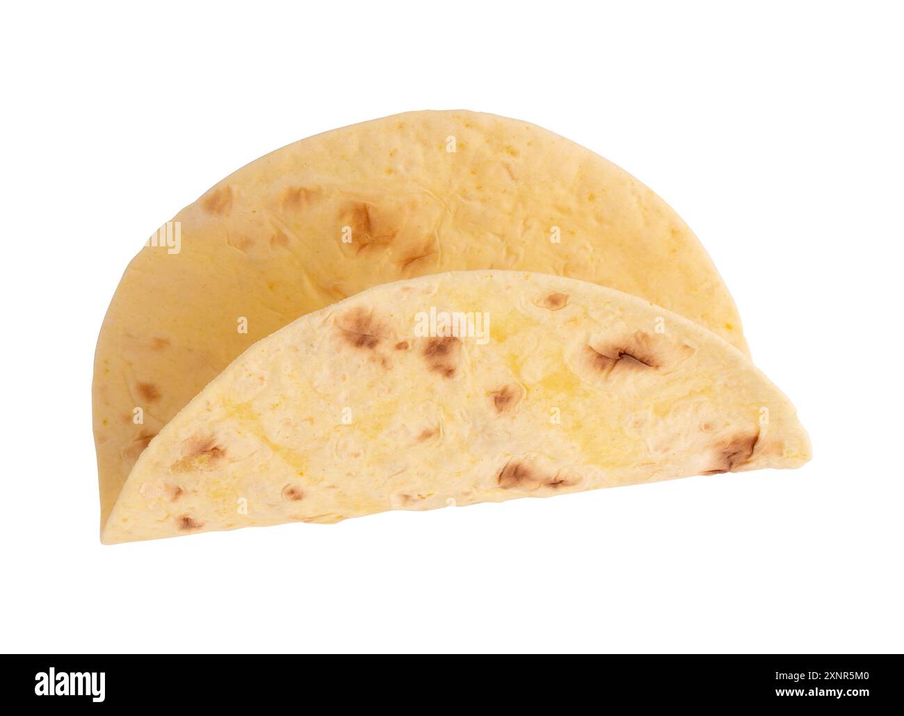 single empty tortilla, thin wheat flat bread isolated on white ...