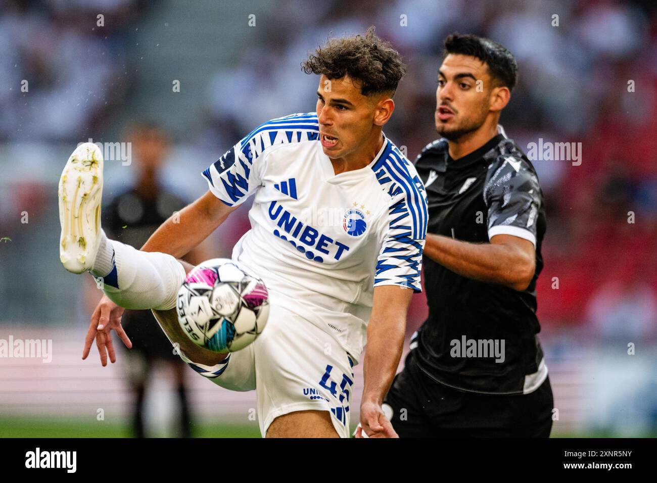 Copenhagen, Denmark. 01st Aug, 2024. Amin Chiakha (45) of FC Copenhagen ...