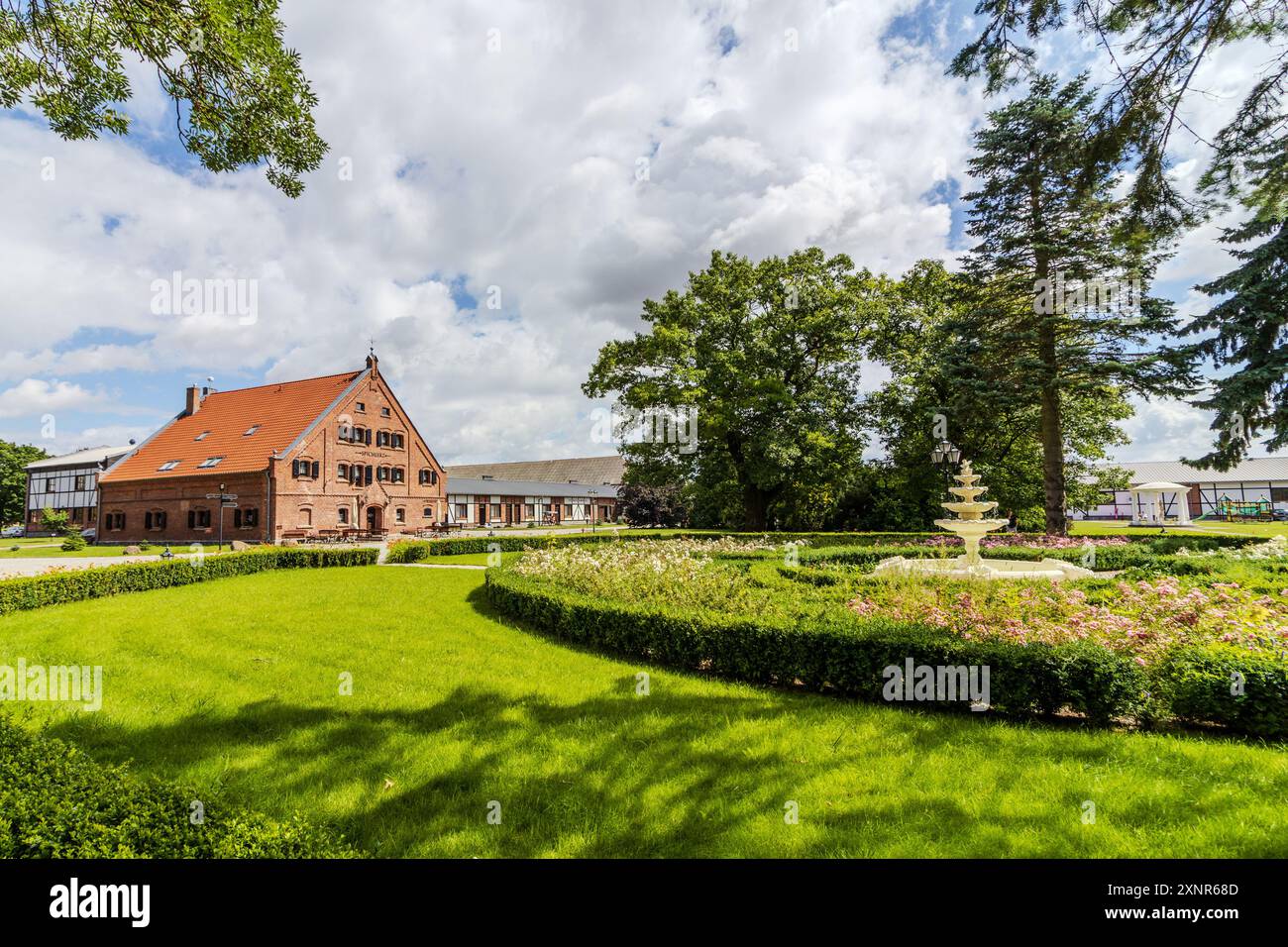 Farm buildings and historic granary in Mortegi Palace complex near ...