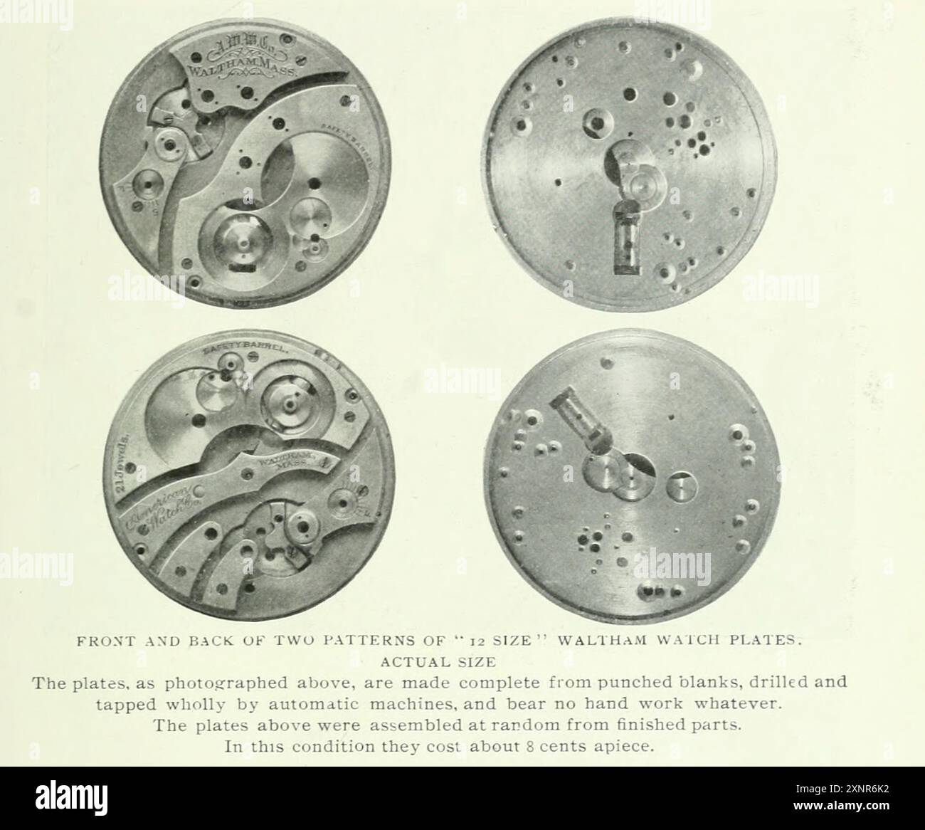 FRONT AND BACK OF TWO PATTERNS OF '" 12 SIZE" WALTHAM WATCH PLATES ...