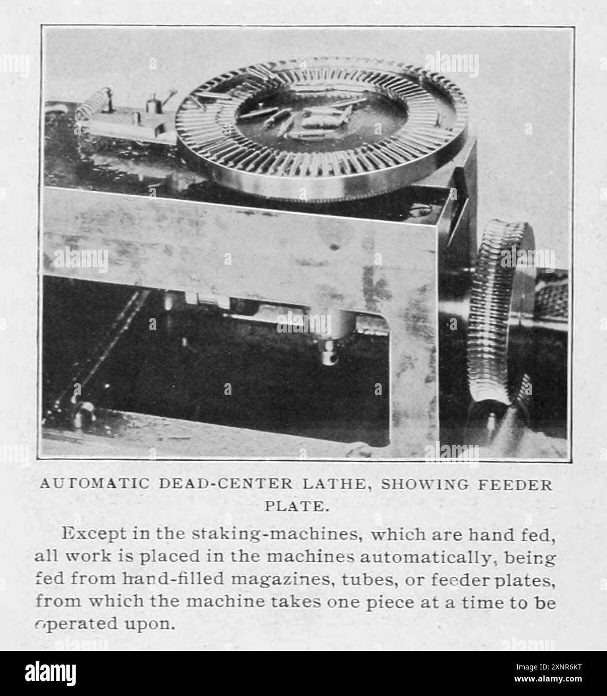 AUTOMATIC DEAD-CENTER LATHE, SHOWING FEEDER PLATE from the Article THE ...