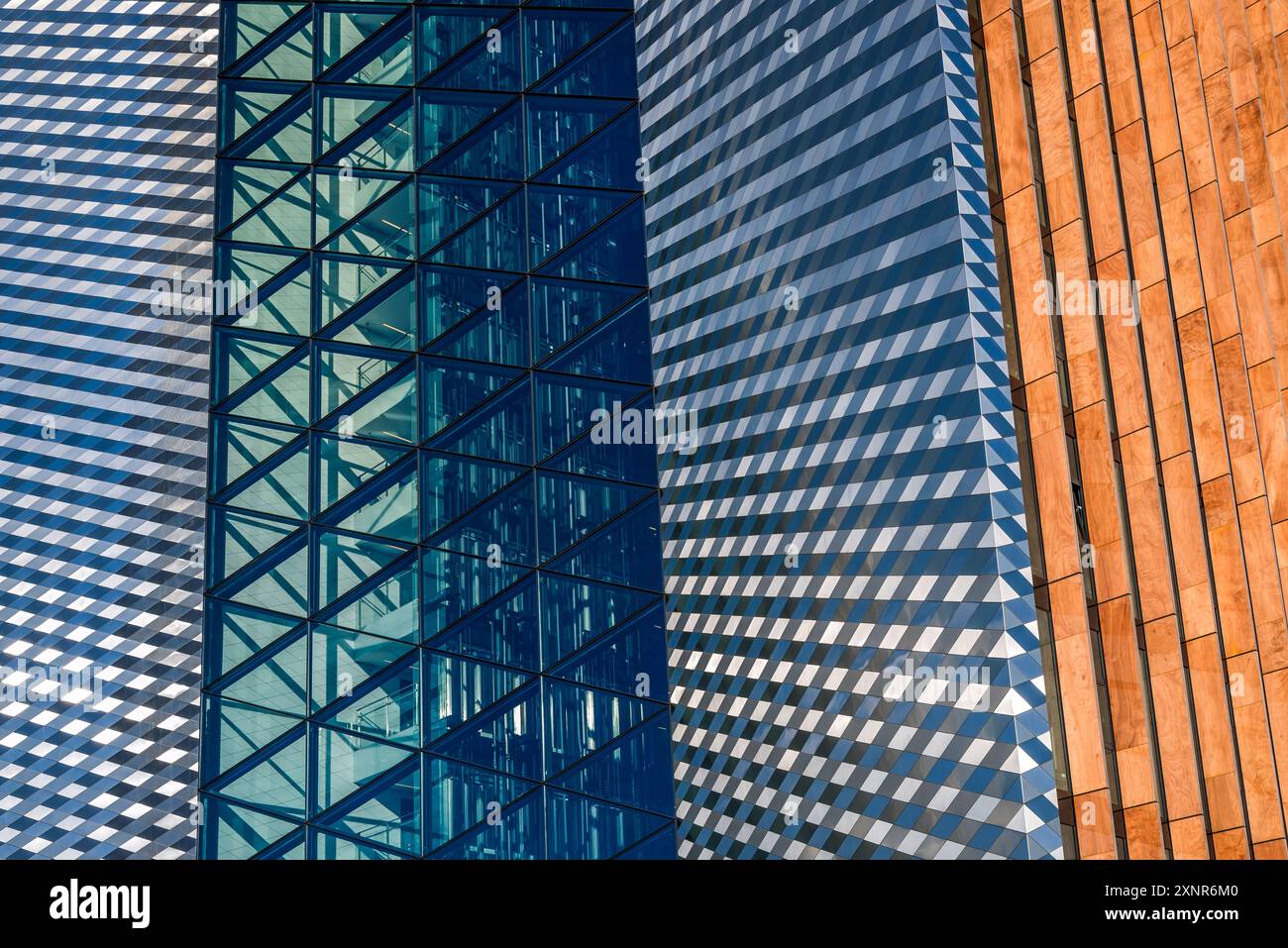 Modern Office Building Facade Background From Glass, Steel And Wood ...