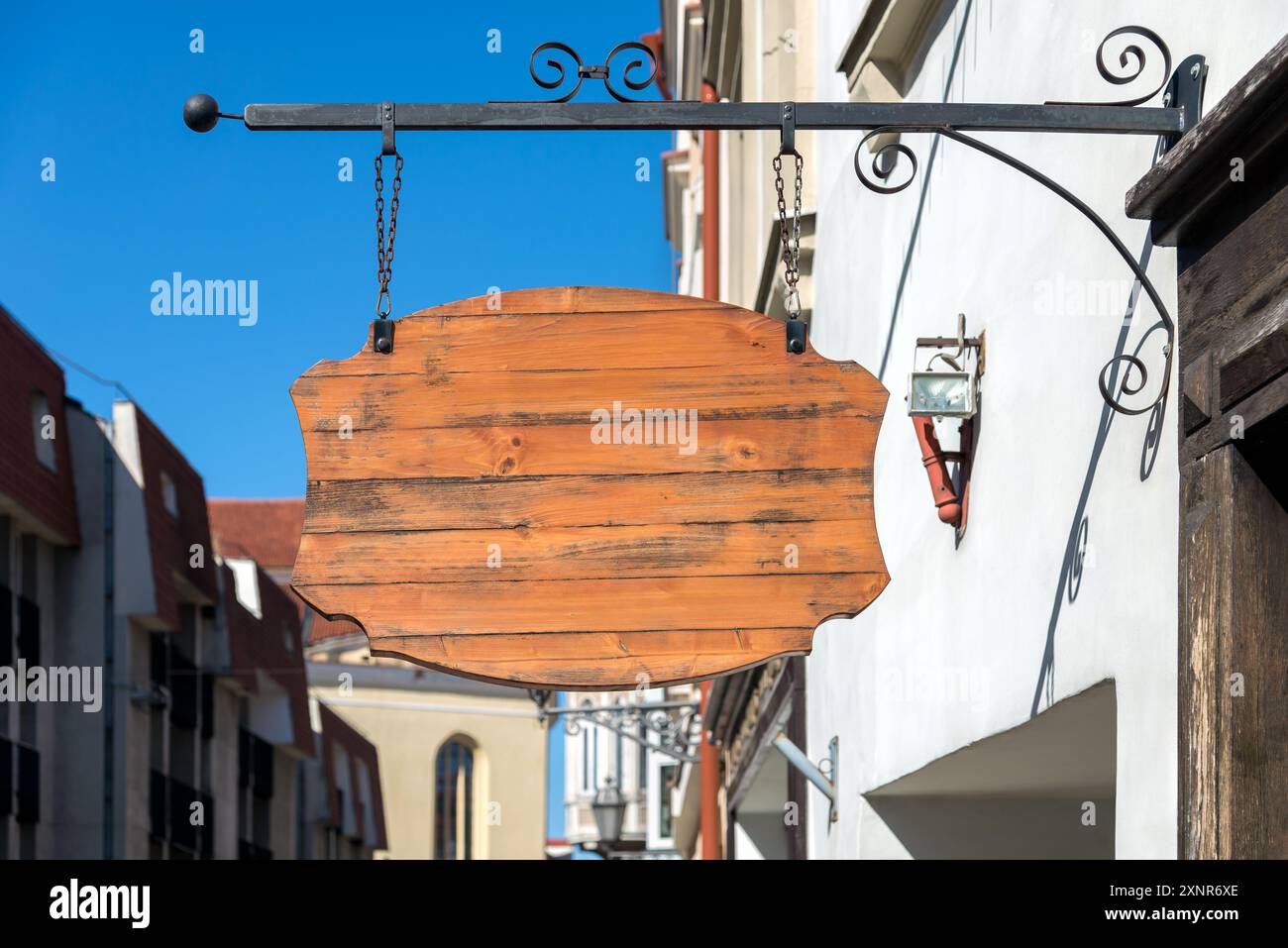 Blank Mockup Of Street Store Vintage Signboard On Old Town Background ...