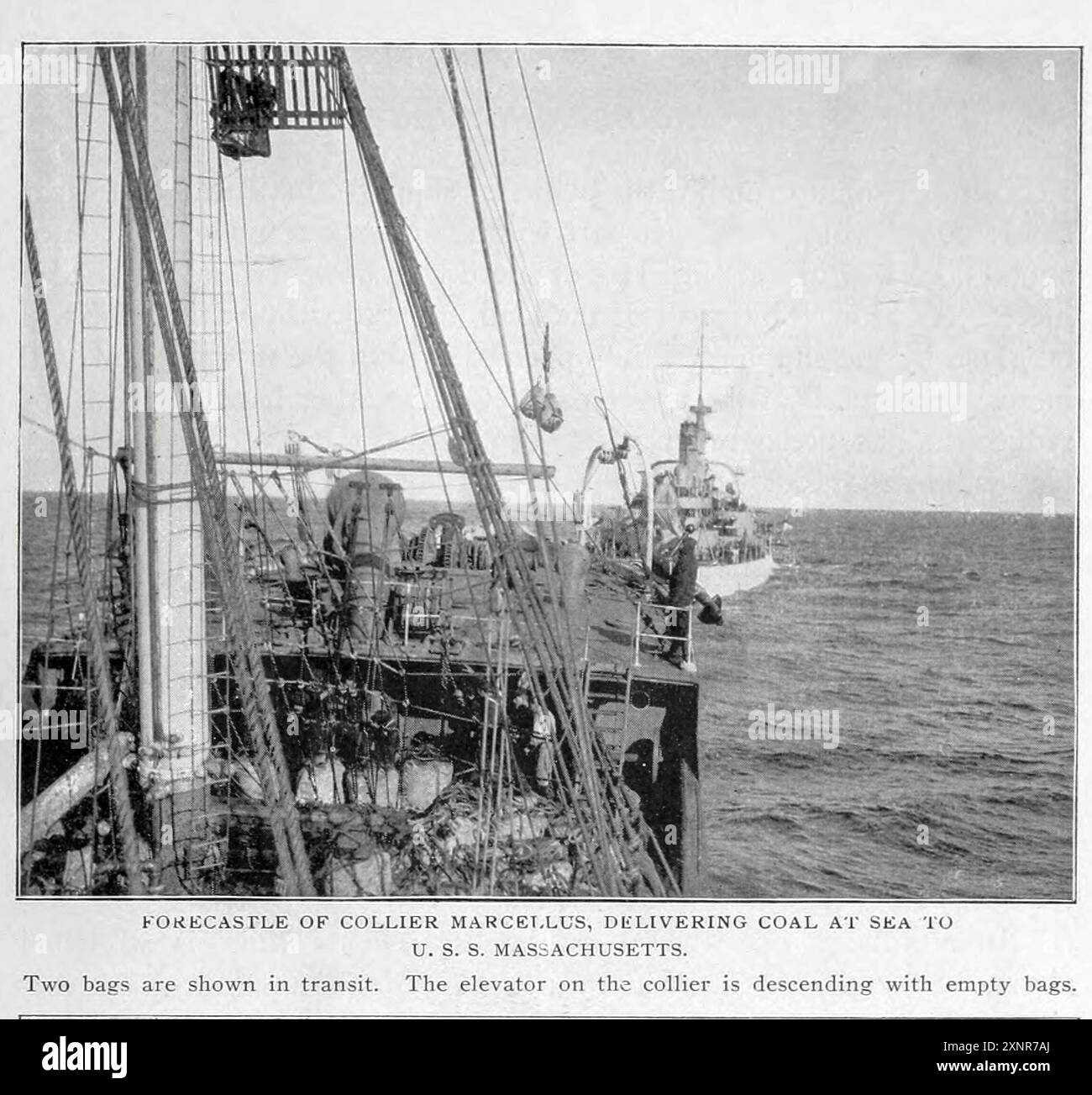 Forecastle of U.S. Collier Marcellus delivering coal at sea to the U.S ...