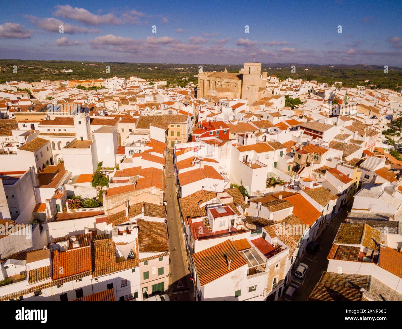 aerial view of the town, Alaior, Menorca, balearic islands, spain Stock ...