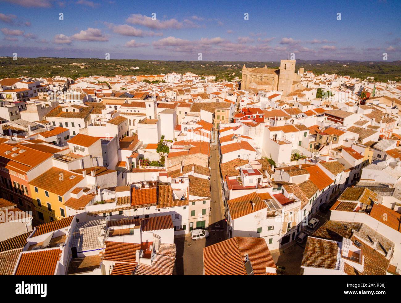 aerial view of the town, Alaior, Menorca, balearic islands, spain Stock ...