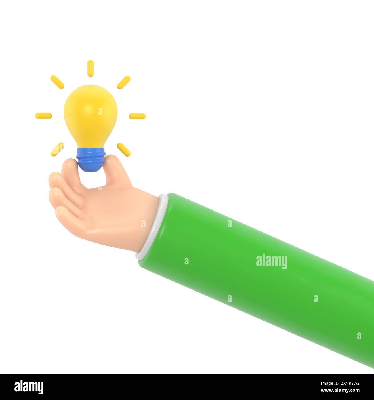 Cartoon Gesture Icon Mockup.3d icon hand holding light bulb gesture ...