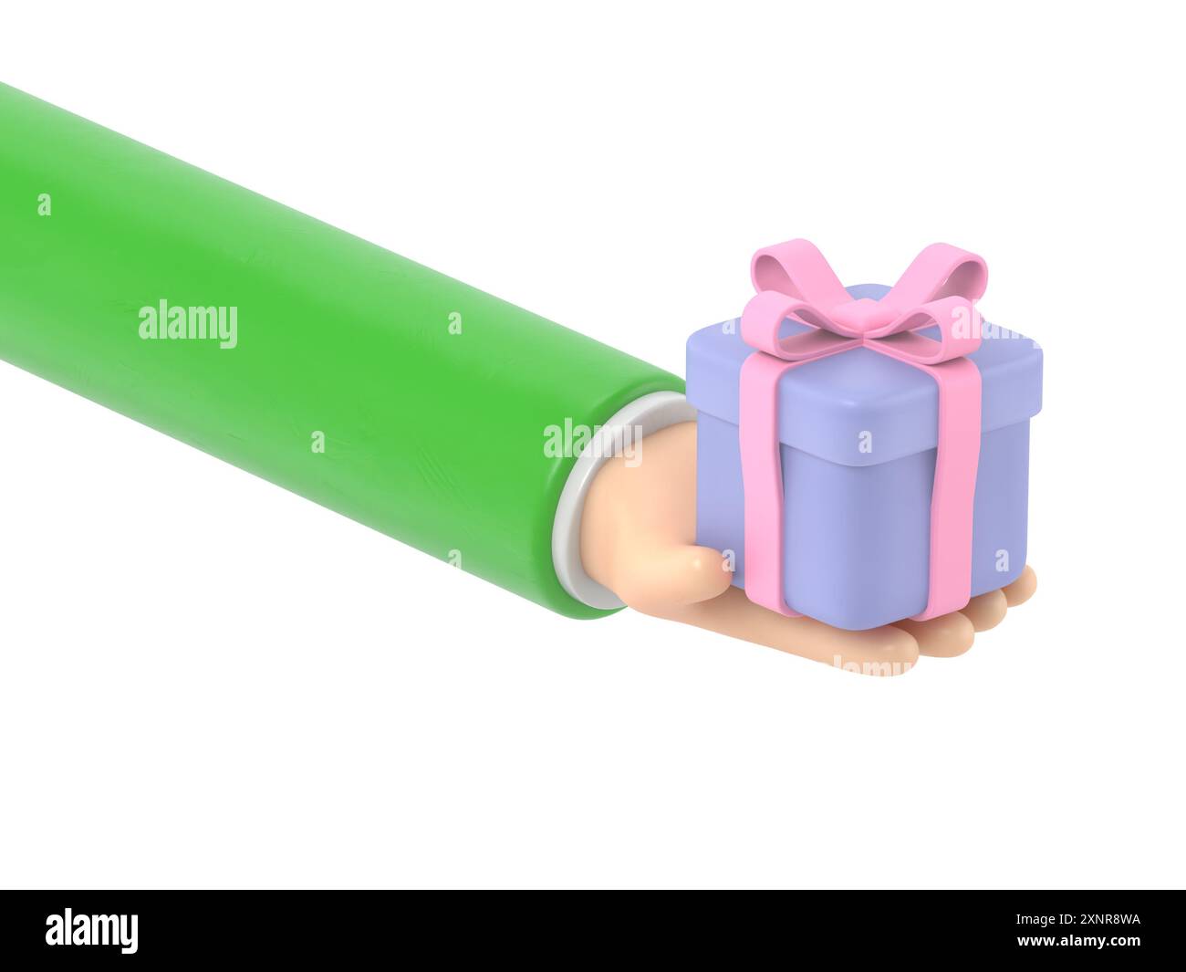 Cartoon Gesture Icon Mockup.3d icon gift in hand. cartoon arm holding ...