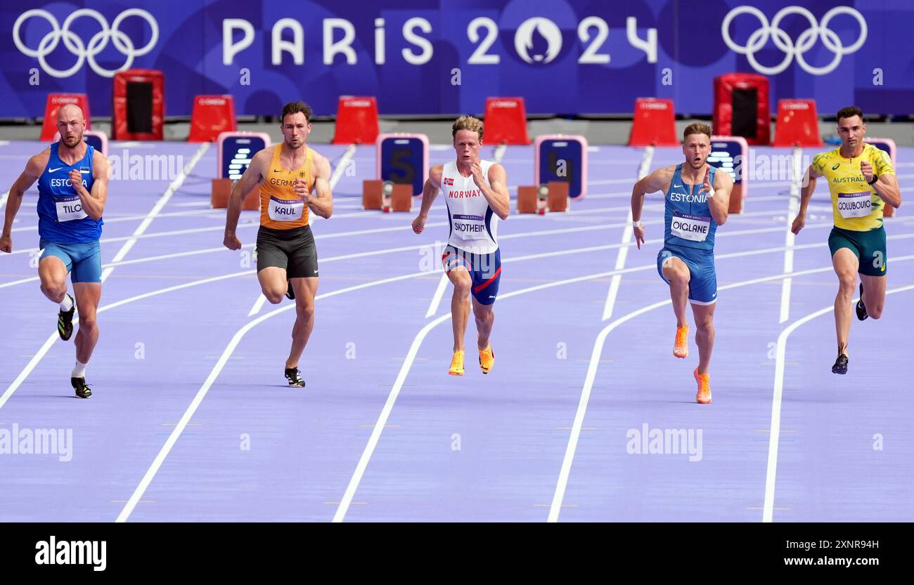 Norway's Sander Skotheim (centre) during the Men's Decathlon 100m at ...