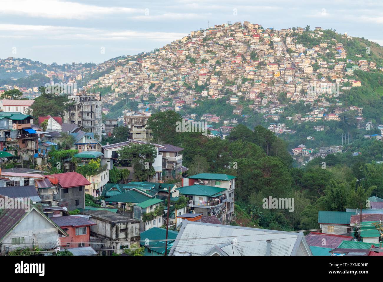 Urban mountain sprawl filled with houses in Baguio City, Philippines ...