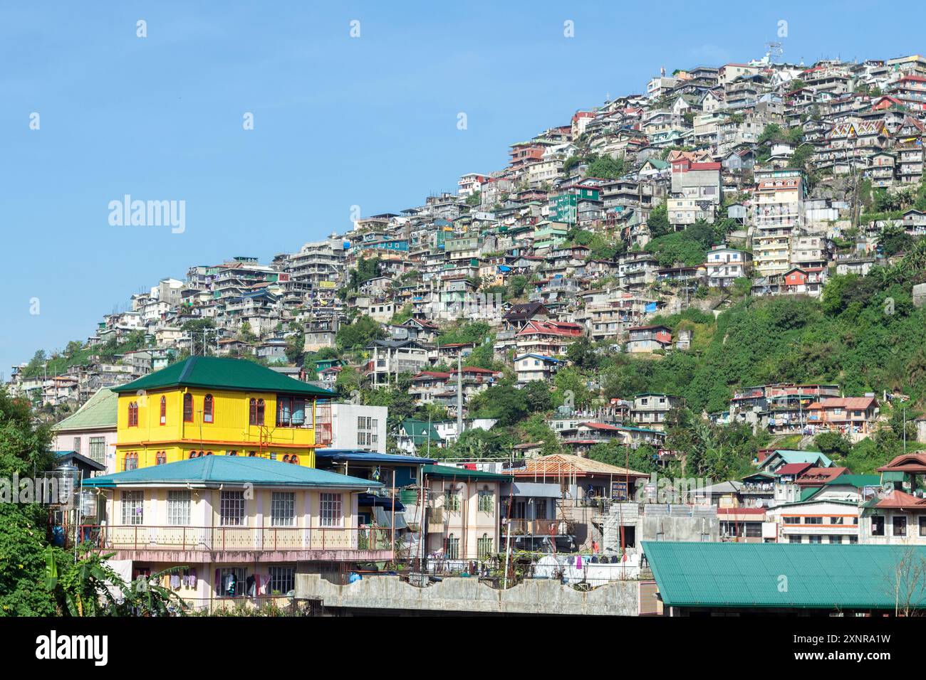 Urban mountain sprawl filled with houses in Baguio City, Philippines ...