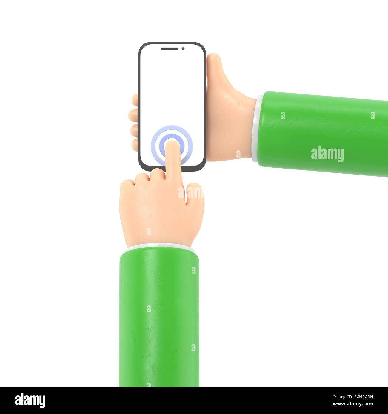 Cartoon Gesture Icon Mockup.3d black skinned hand touching smartphone ...