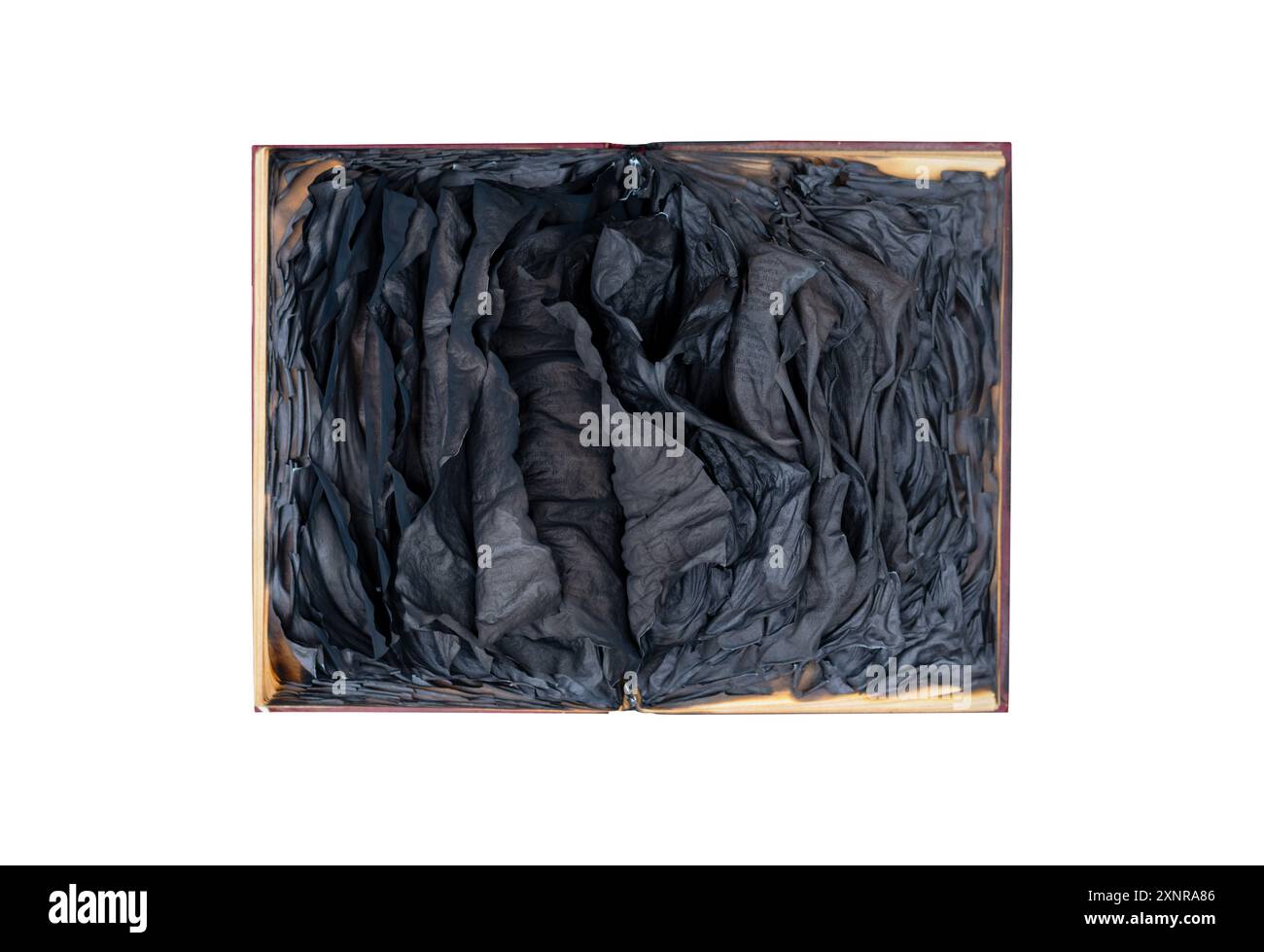burnt open book isolated white background top view Stock Photo - Alamy