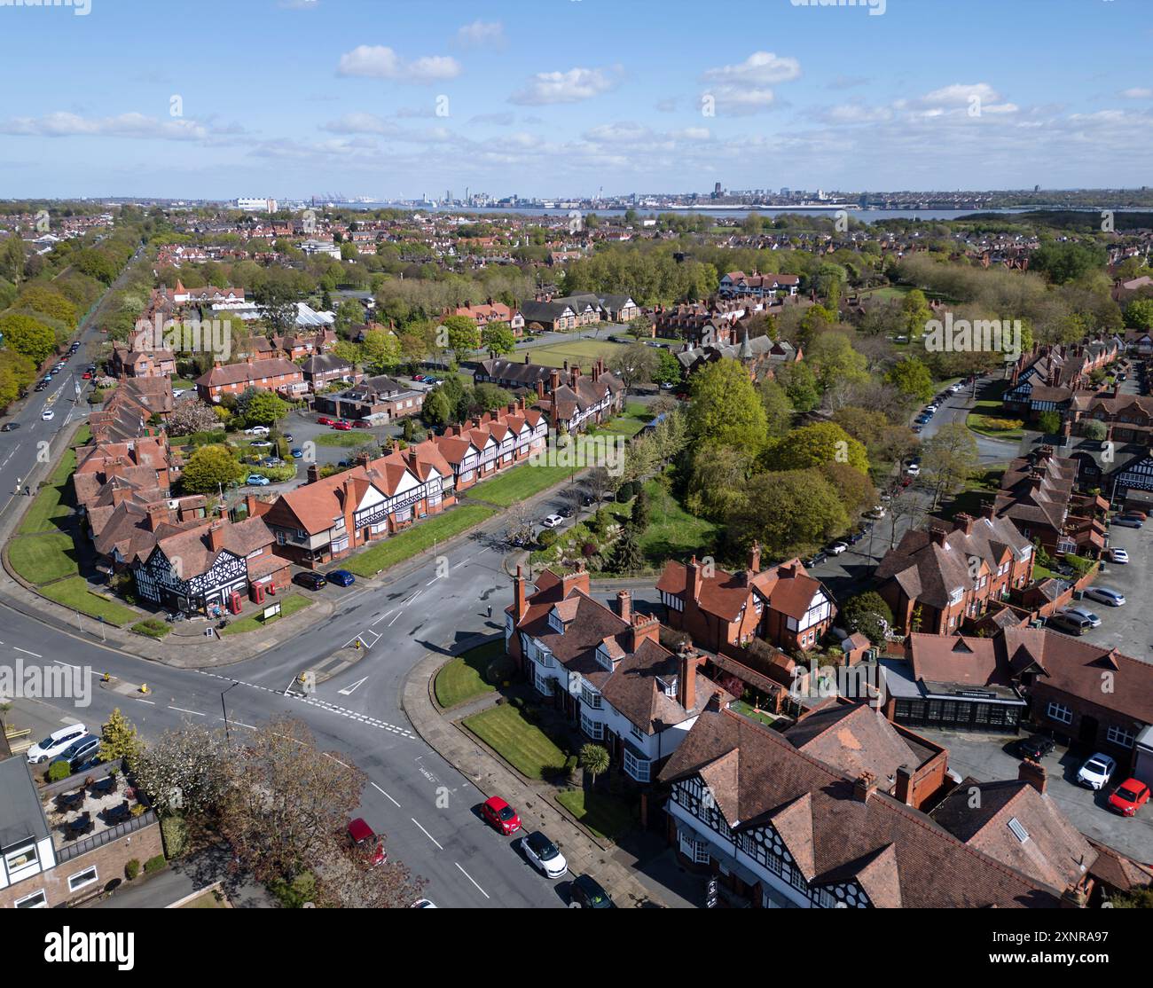 PORT SUNLIGHT, WIRRAL, ENGLAND - APRIL 24, 2024: Aerial view of Arts ...