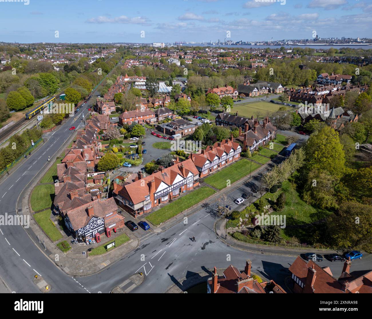 PORT SUNLIGHT, WIRRAL, ENGLAND - APRIL 24, 2024: Aerial view of Arts ...