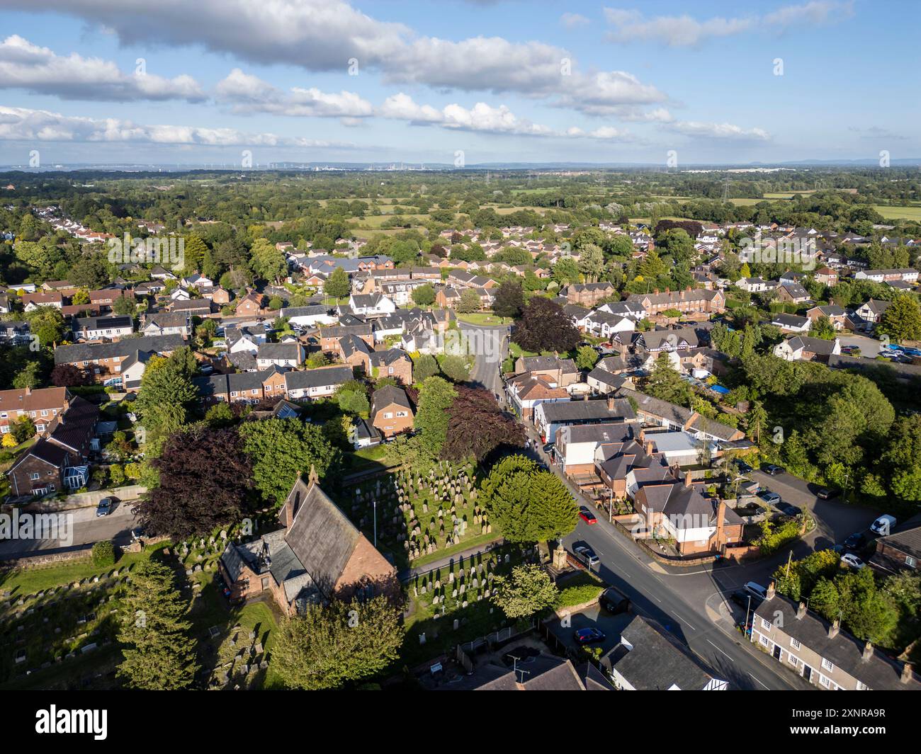 Aerial view of Willaston Village, Wirral, England Stock Photo - Alamy