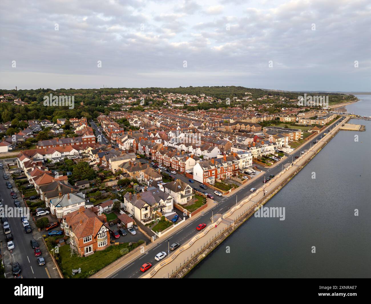 Aerial view of West Kirby village and marine lake, Wirral, Cheshire ...
