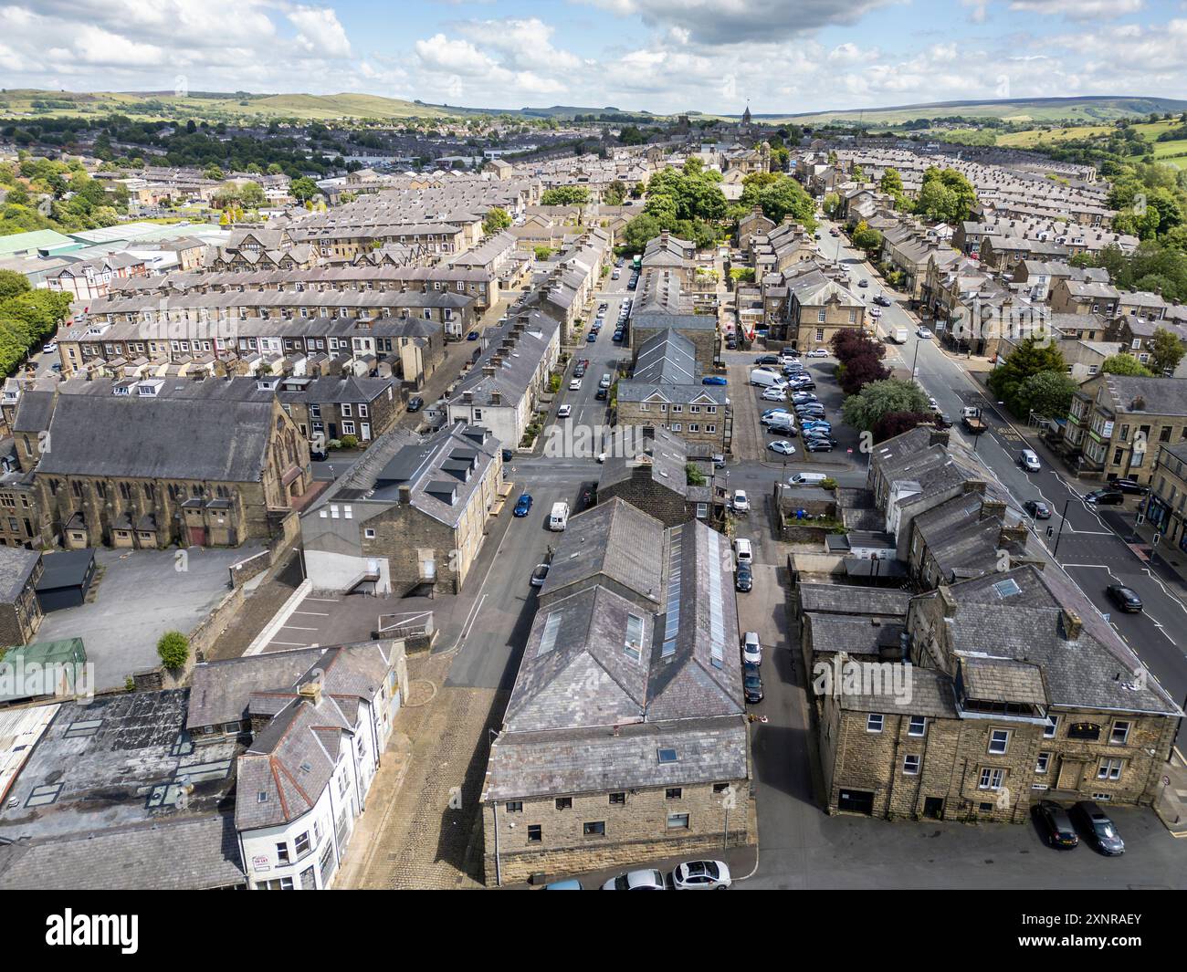 Aerial view of houses in town of Colne, Lancashire, England Stock Photo ...