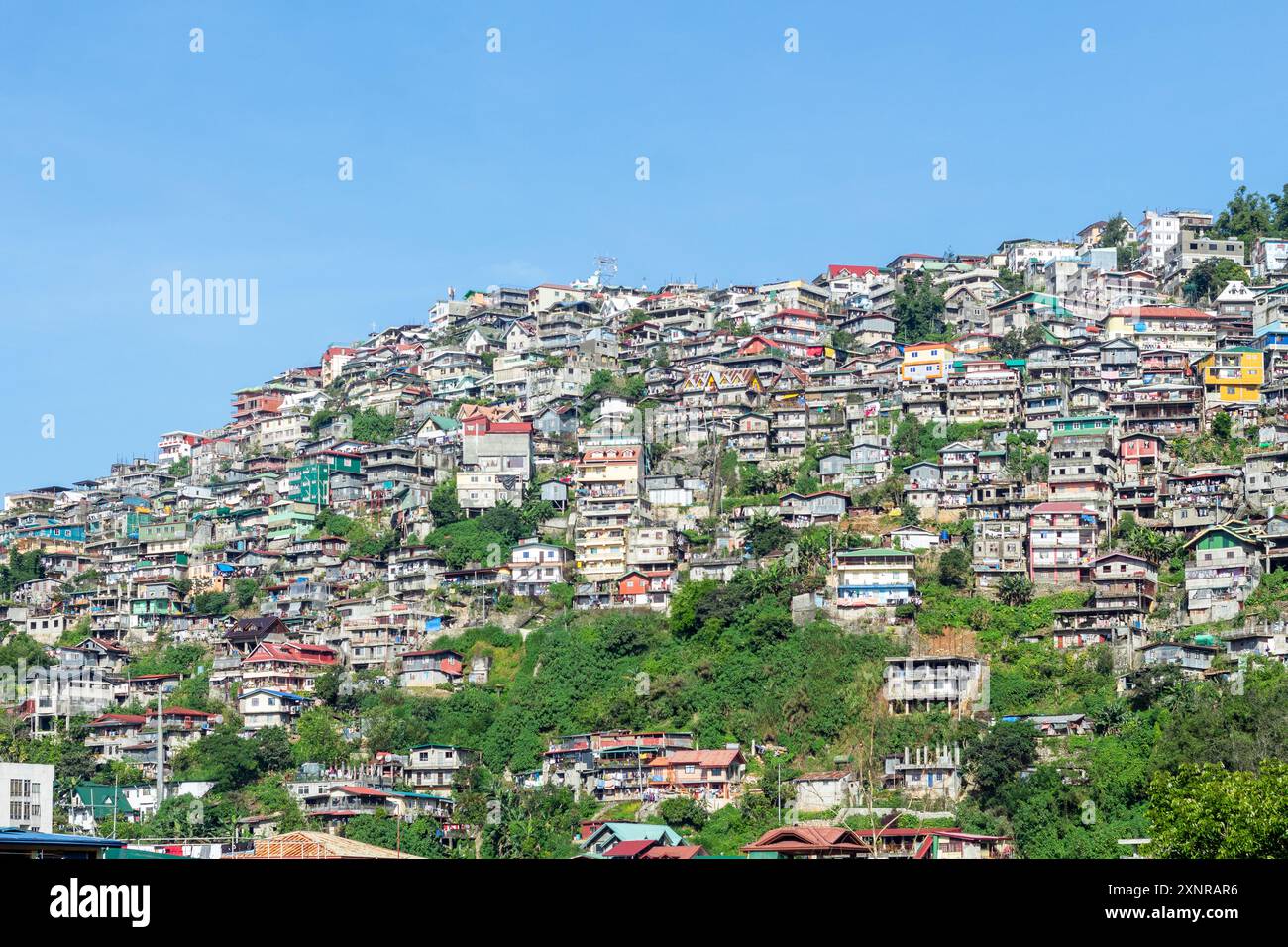 Urban mountain sprawl filled with houses in Baguio City, Philippines ...