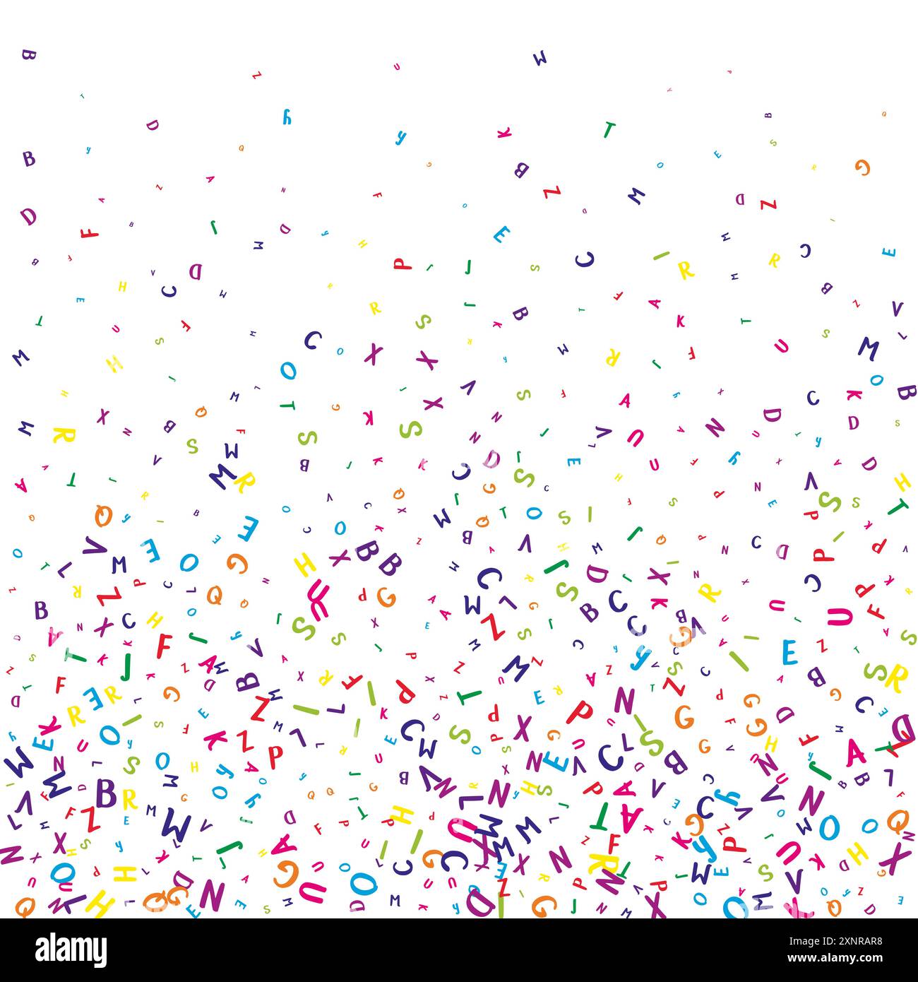 School notebook cover. Colorful childish floating letters of Latin ...